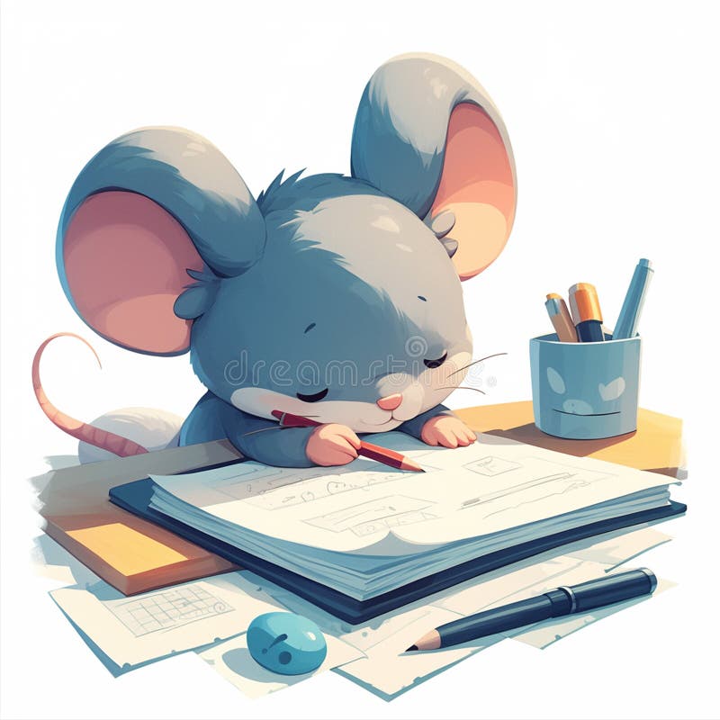 An Agile Mouse Writer Cartoon Style Stock Vector - Illustration of ...