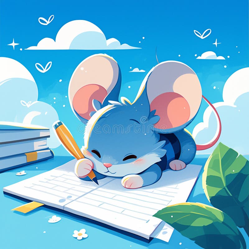 An Agile Mouse Writer Cartoon Style Stock Vector - Illustration of ...