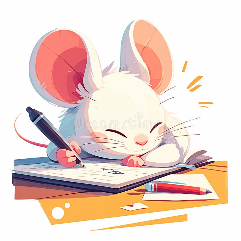An Agile Mouse Writer Cartoon Style Stock Vector - Illustration of ...