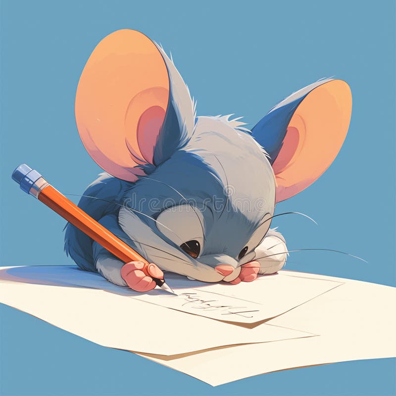 An Agile Mouse Writer Cartoon Style Stock Vector - Illustration of ...