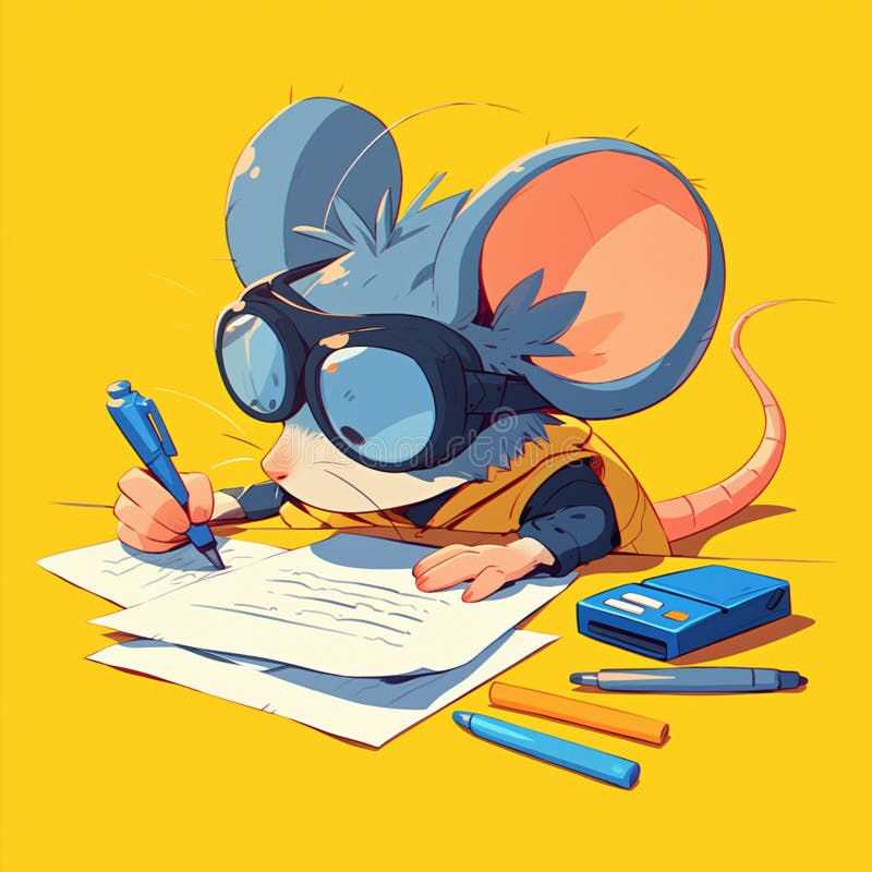 An Agile Mouse Writer Cartoon Style Stock Vector - Illustration of ...