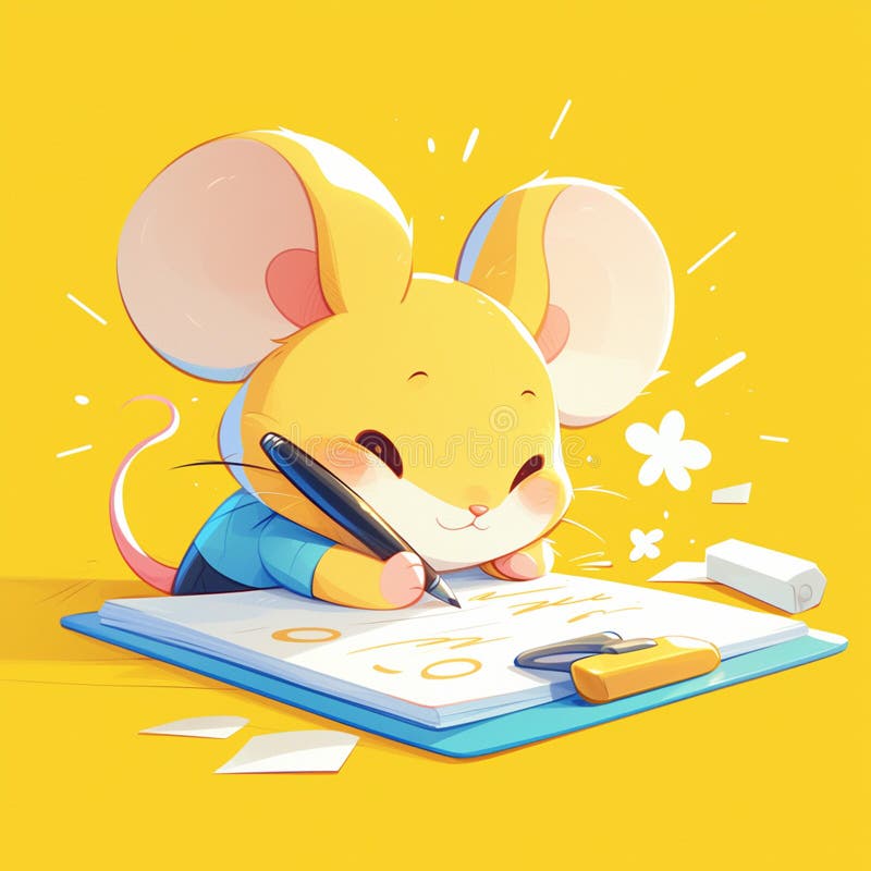 An Agile Mouse Writer Cartoon Style Stock Vector - Illustration of ...