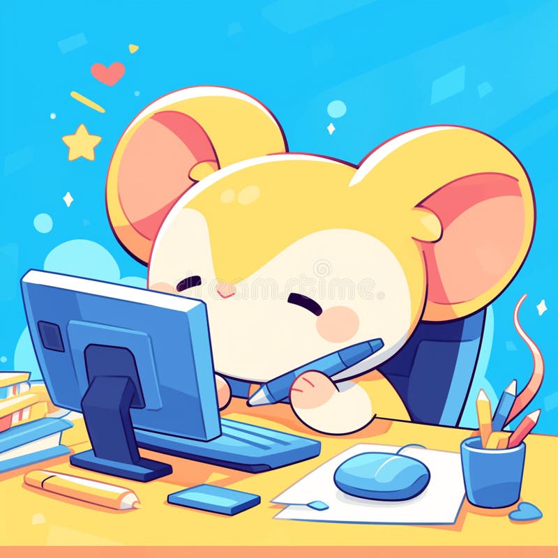 An Agile Mouse Writer Cartoon Style Stock Vector - Illustration of ...