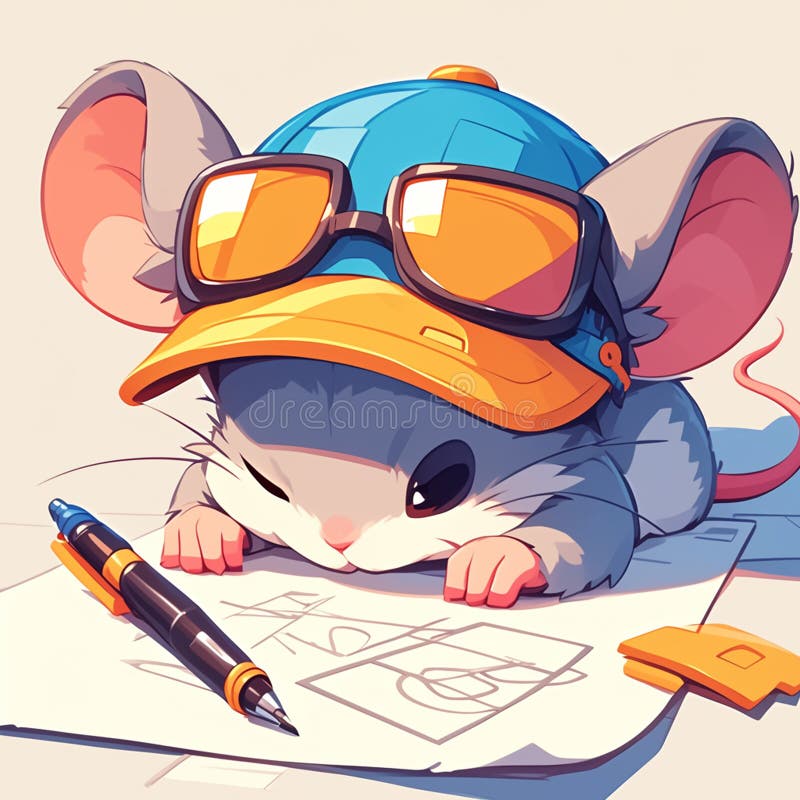An Agile Mouse Writer Cartoon Style Stock Vector - Illustration of ...