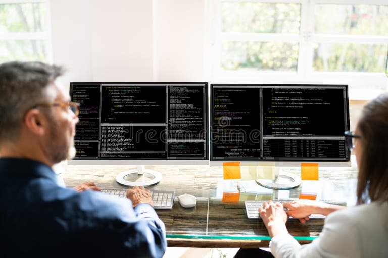 Agile Pair Programming and Extreme Coding Stock Image - Image of monitors, coder: 246790023