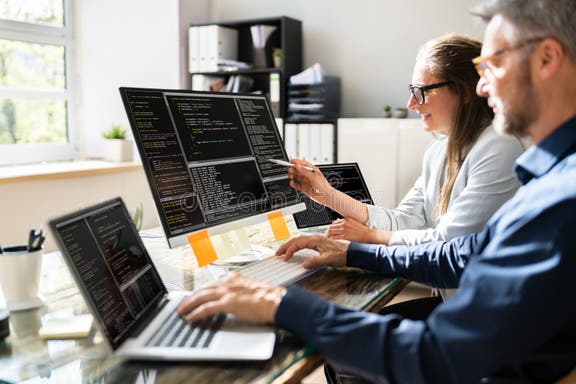 Agile Pair Programming and Extreme Coding Stock Photo - Image of mature ...