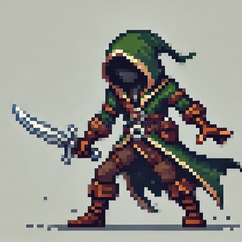 Agile Pixel Rogue Fighter stock illustration. Illustration of pixelart ...