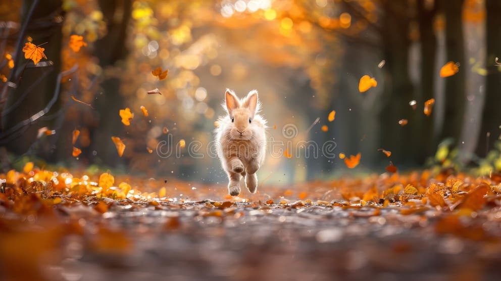 Agile Rabbit Swiftly Navigating through the Lush Greenery of the Forest ...