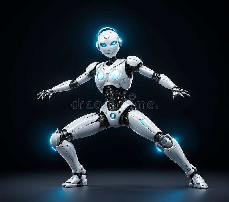 Agile Robot in Dynamic Action Pose Stock Image - Image of cyber ...