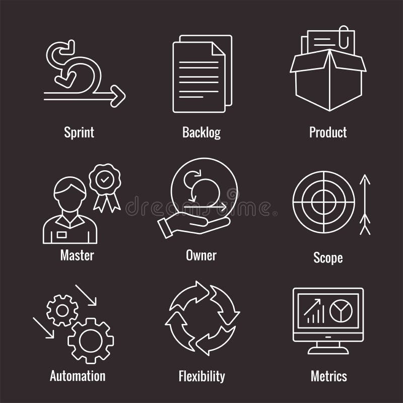 Agile Scrum Procesontwikkeling W Pictogramset Vector Illustratie ...
