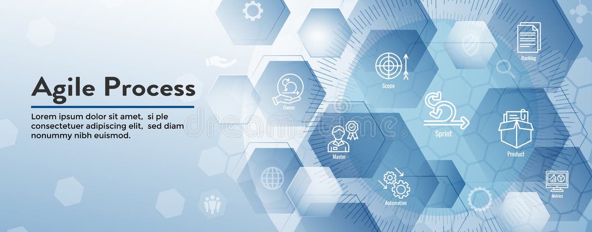 Agile Scrum Process Development Icon Set Web Header Banner Stock ...