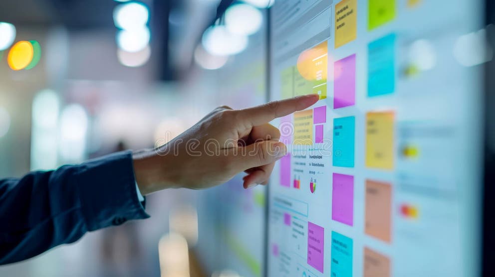 Agile Software Development Scrum Methodology Boards. Workflow, Finger ...