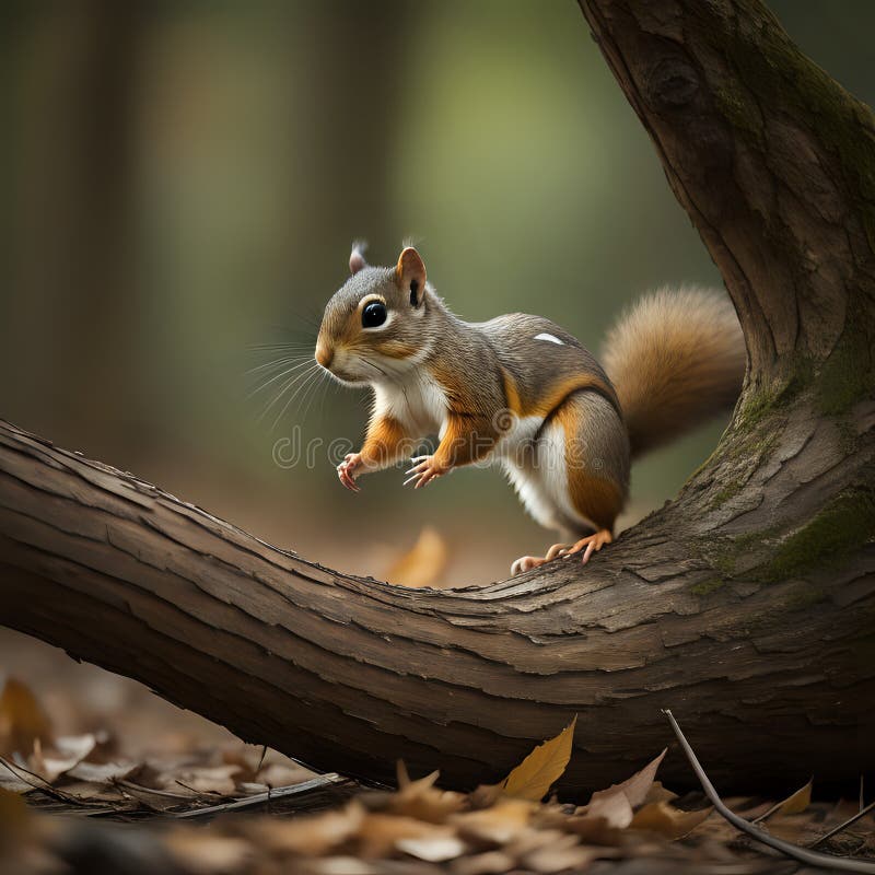 An Agile Squirrel Scurrying Up a Tree in Search of Acorns - Generated ...