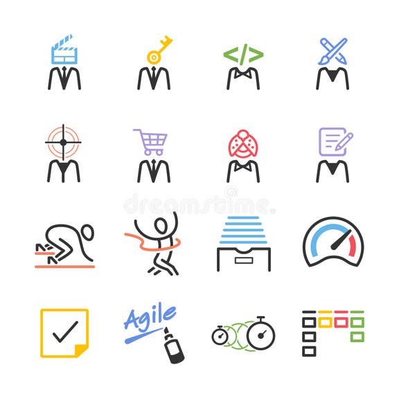 Agile team icon set stock vector. Illustration of iterative - 89974285