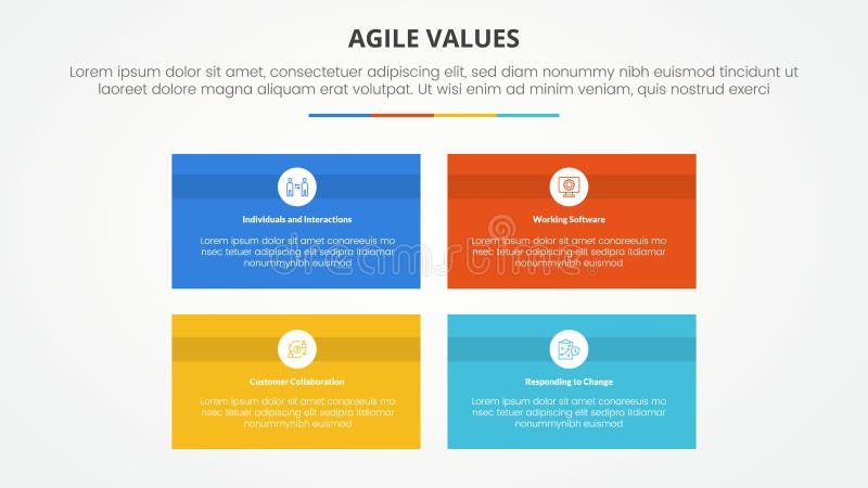 Agile Values Infographic Concept for Slide Presentation with Rectangle ...