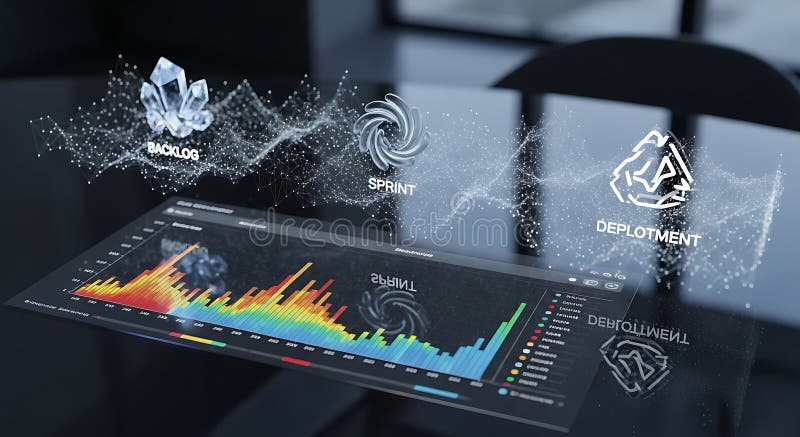 Agile Workflow Visualization: Backlog, Sprint, Deployment, and Data Analysis Stock Illustration ...