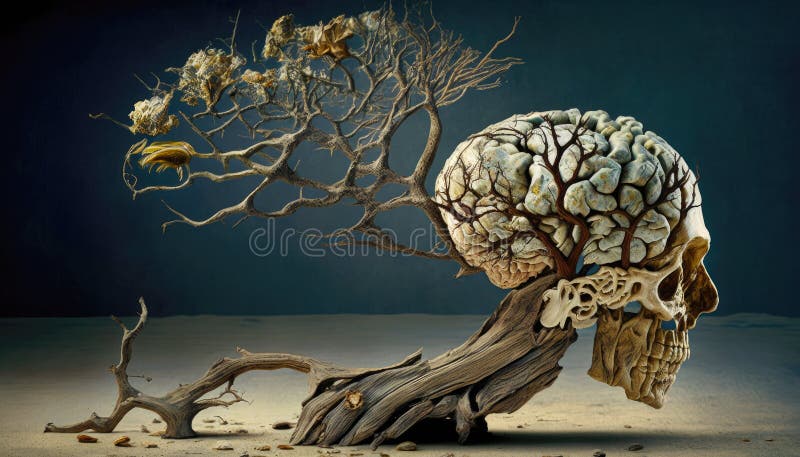 Aging Brain in Cognitive Decline and Decay Stock Illustration ...