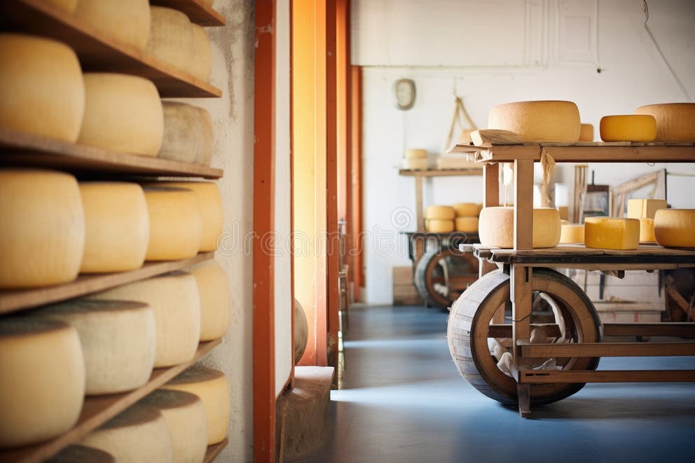 Aging Cheese Wheels in a Controlled Room Stock Image - Image of ...