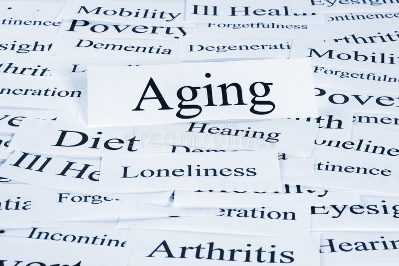 Aging Concept in Words stock photo. Image of concept - 127277034