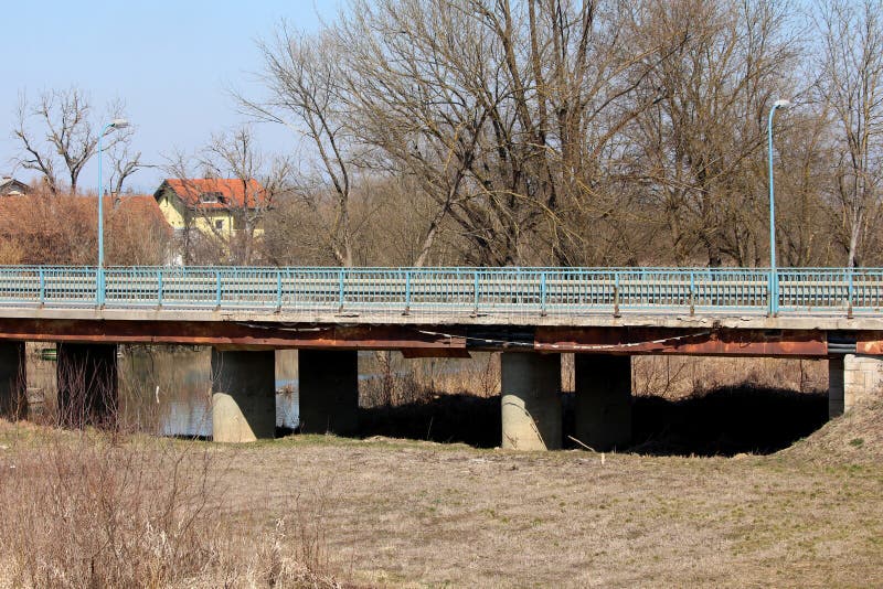 Aging Concrete Bridge with Visible Structural Deterioration Stock Image ...