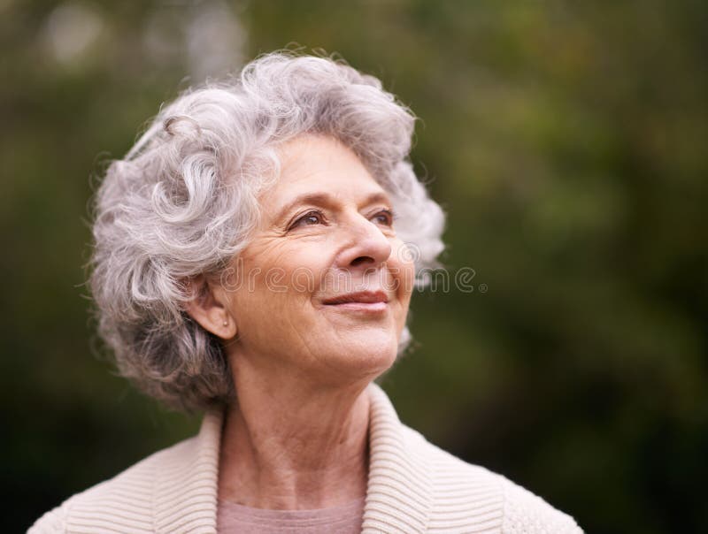 Aging Gracefully. a Senior Woman Standing Outside. Stock Image - Image ...