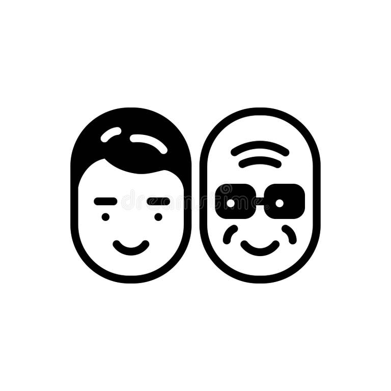 Black Solid Icon for Aging, Ageing and Age Stock Illustration ...