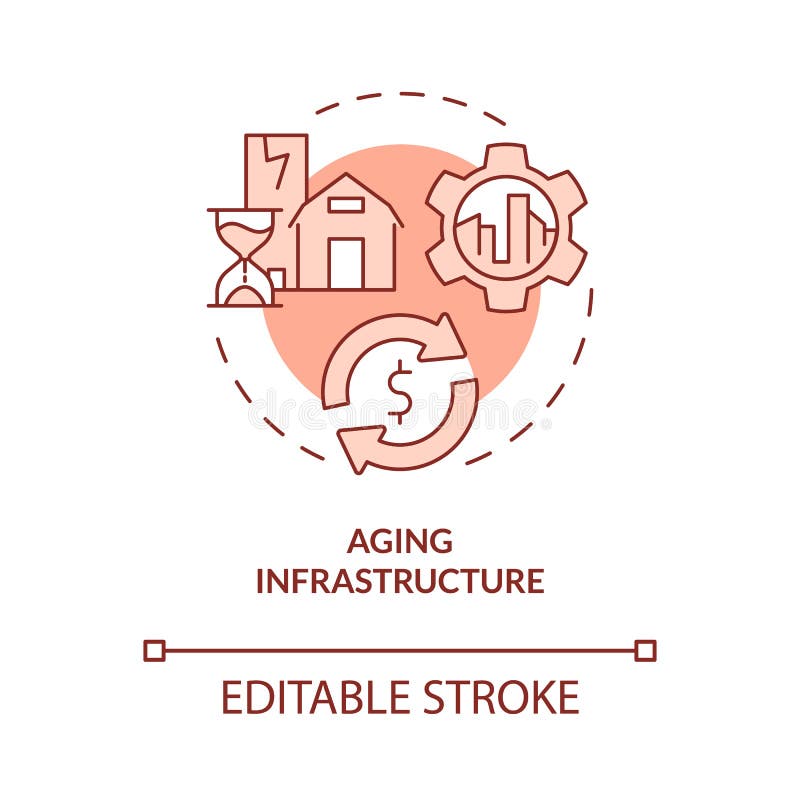 Aging Infrastructure Red Concept Icon Stock Vector - Illustration of ...