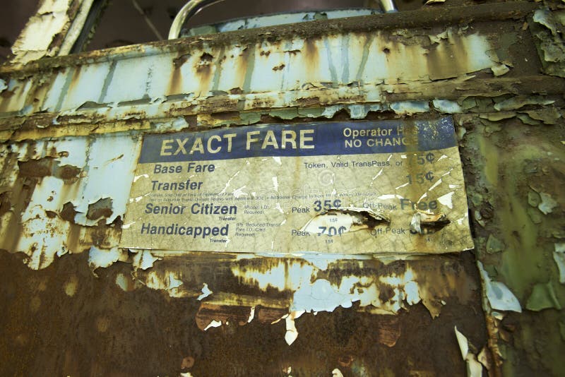 Aging and Peeling Fare Sign Stock Image - Image of compartment, public ...