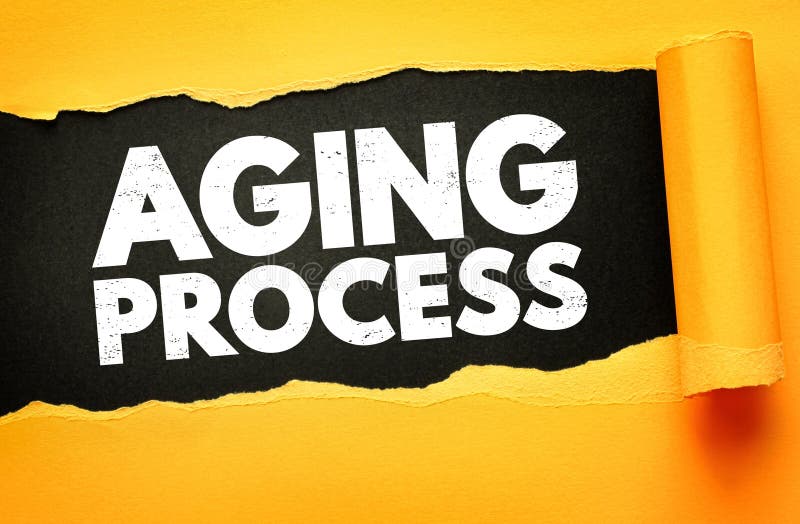 AGING PROCESS Written in Bold Textured Letters is Revealed Under Torn ...