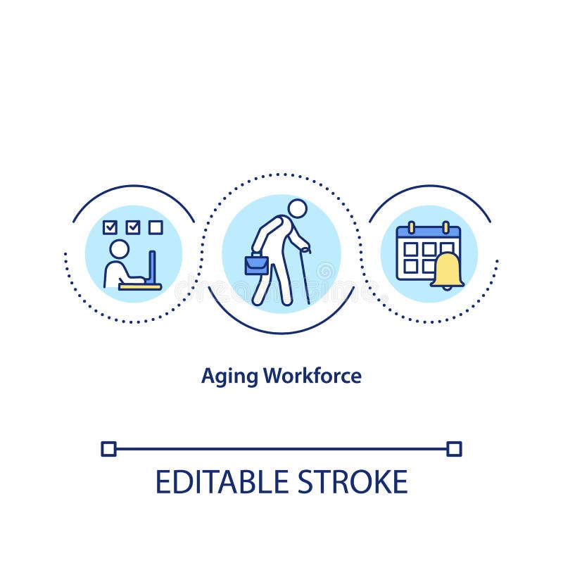 Aging Workforce Concept Icon Stock Illustration - Illustration of ...
