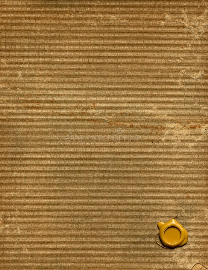 Aging, Worn Paper with Water Stains, Rough Edges and Wax Seal with ...