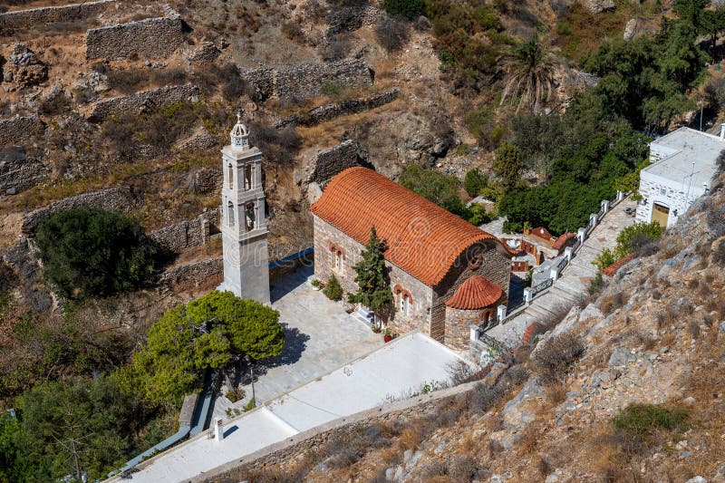 Agios Anthanasios Church, Syros Stock Photo - Image of luxuriant ...