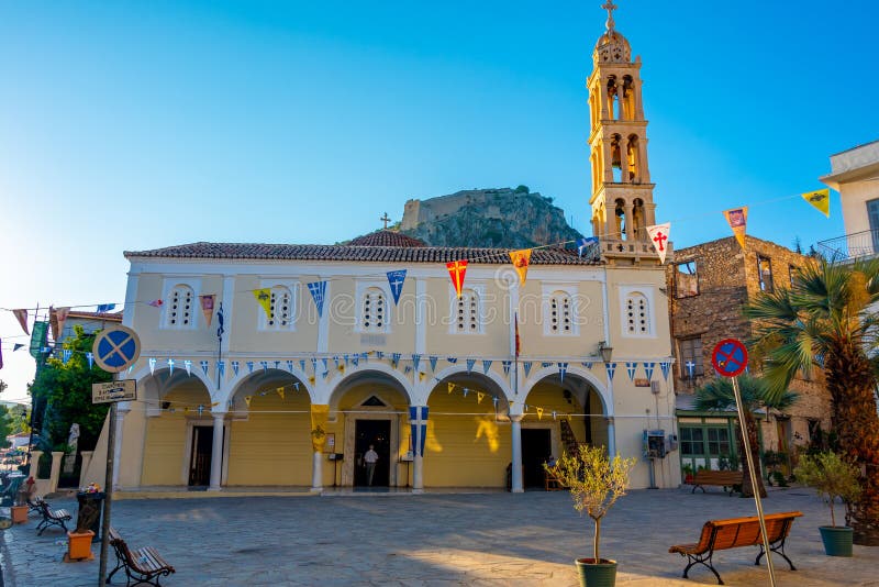 Agios Georgios Square in Greek Town Nafplio Stock Photo - Image of ...