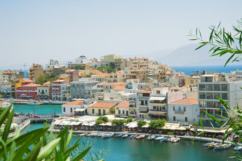 Agios Nikolaos, Crete stock photo. Image of cars, agias - 27134368