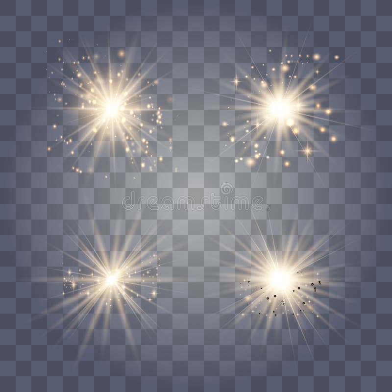 Gold light set with dust. stock vector. Illustration of celebration ...