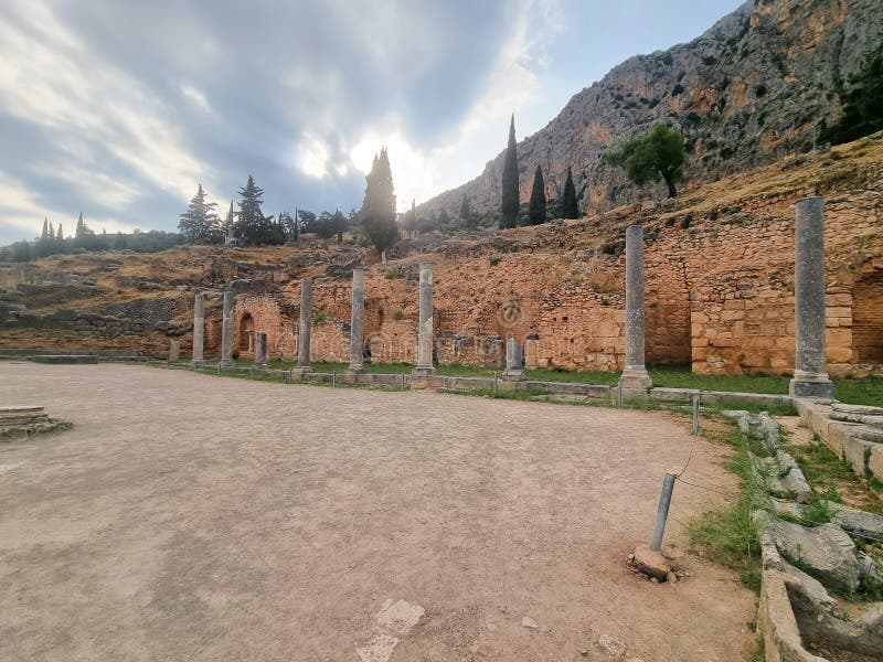 Agora Colums in Delphi Arncient Area Greece Editorial Photo - Image of ...