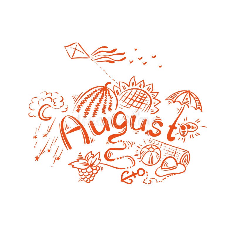 Agosto - Letras Manuscritas Del Verano Ilustración del Vector ...