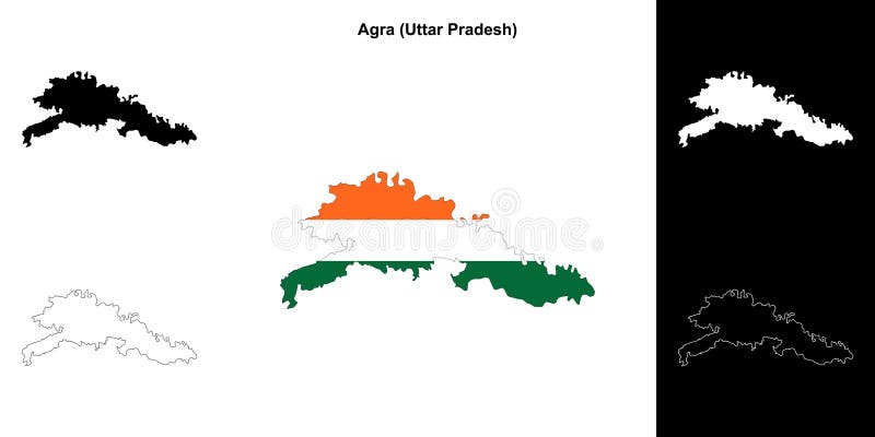 Agra outline map stock vector. Illustration of empty - 368885714