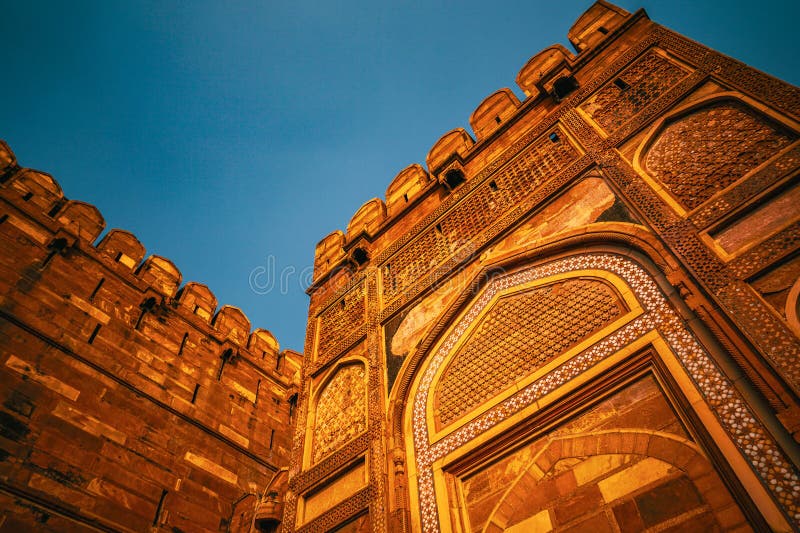 Agra Fort Decorative Gate stock image. Image of gate - 357074585