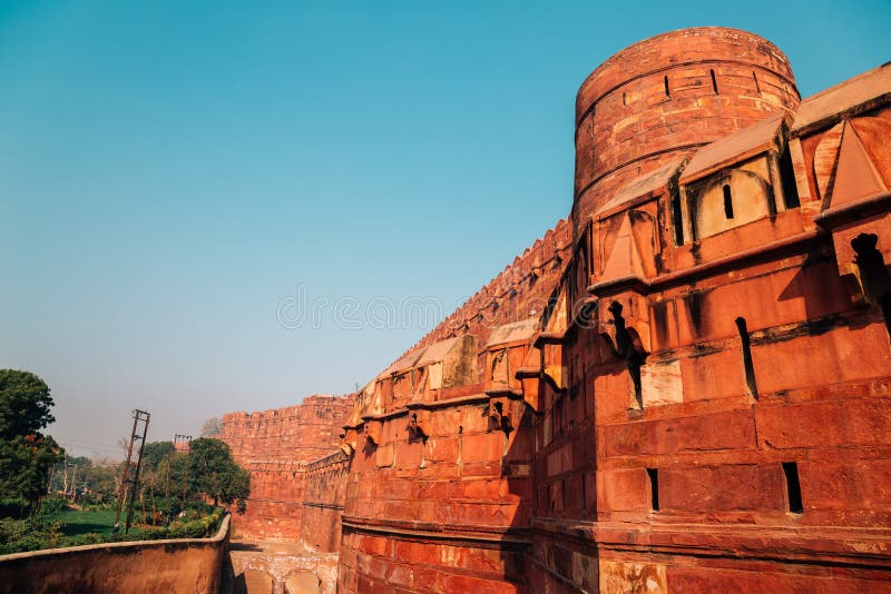 Agra Fort in Agra, India stock image. Image of marble - 116503675