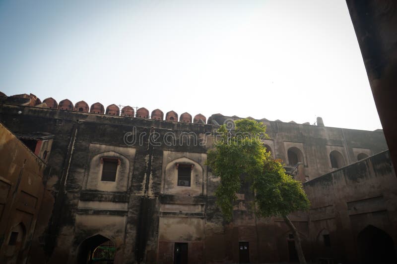 Agra Fort Outer Walls and Towers Stock Photo - Image of heritage, blue ...