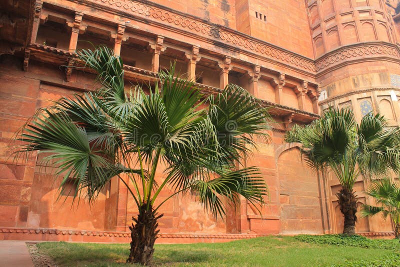 Agra, India, Garden, Element of the Building the Red Fort Editorial ...