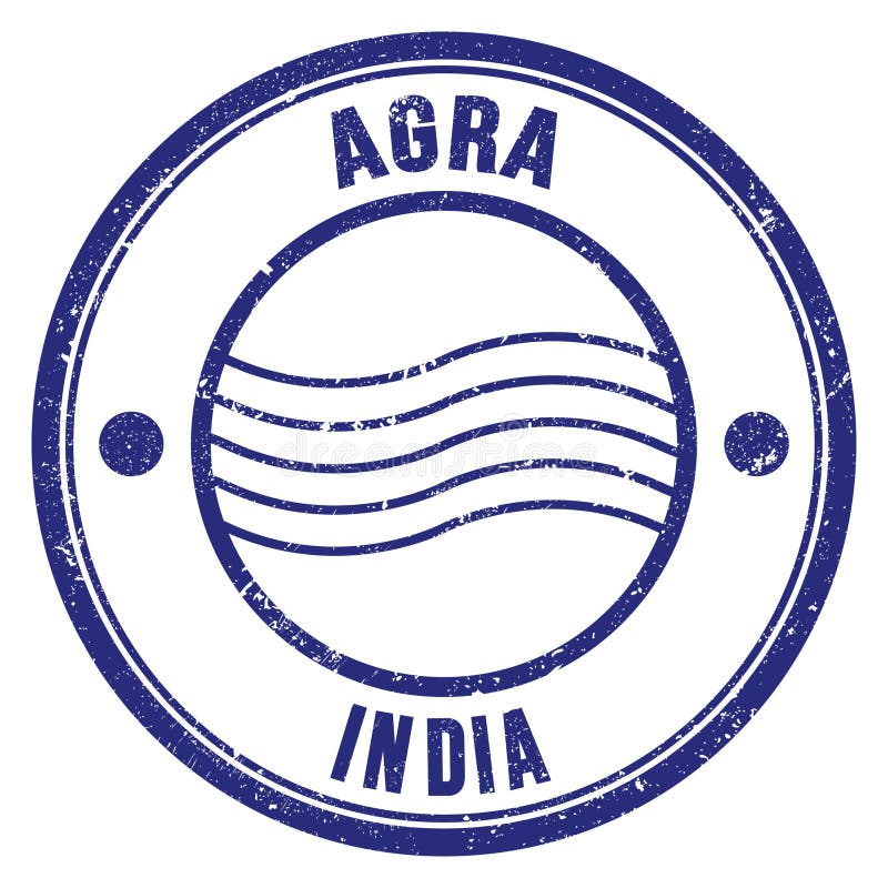 AGRA - INDIA, Words Written on Blue Postal Stamp Stock Illustration ...