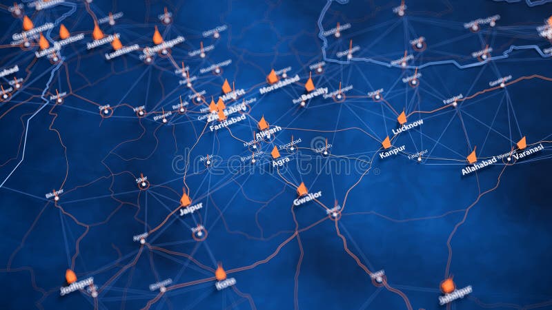 Agra Map Big Data Visualization. Futuristic Map Infographic of City in ...