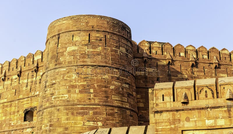 Agra Red Fort Walls - Agra, Uttar Pradesh, India Stock Image - Image of ...