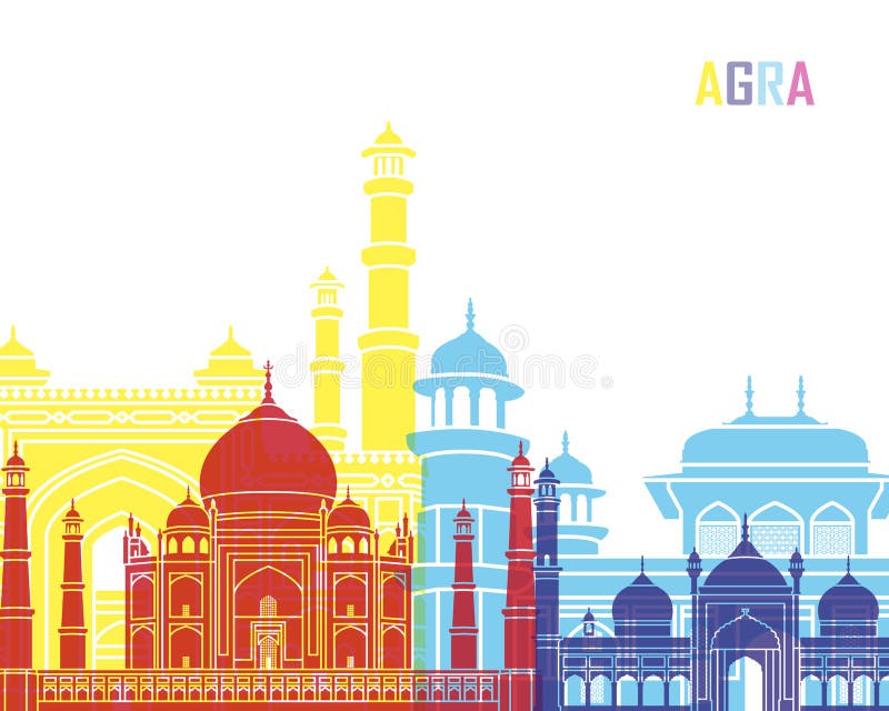 Agra Skyline, India. Trendy Vector Linear Style Stock Vector ...