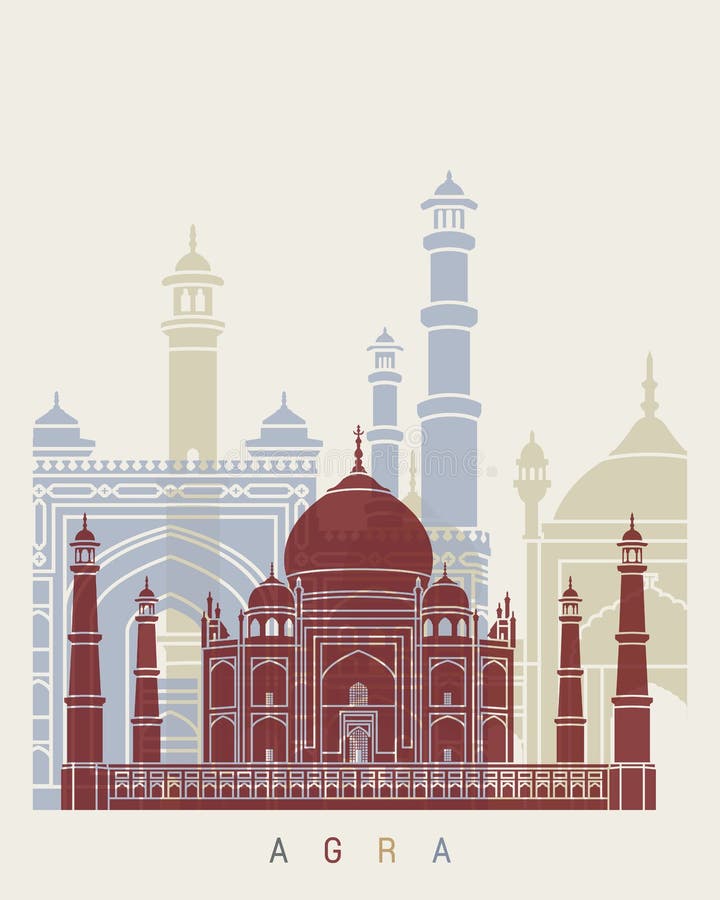 Agra skyline poster stock vector. Illustration of creativity - 91309472