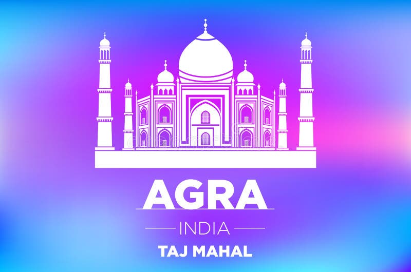 Agra Taj Mahal India Vector Blue Background Stock Vector - Illustration ...