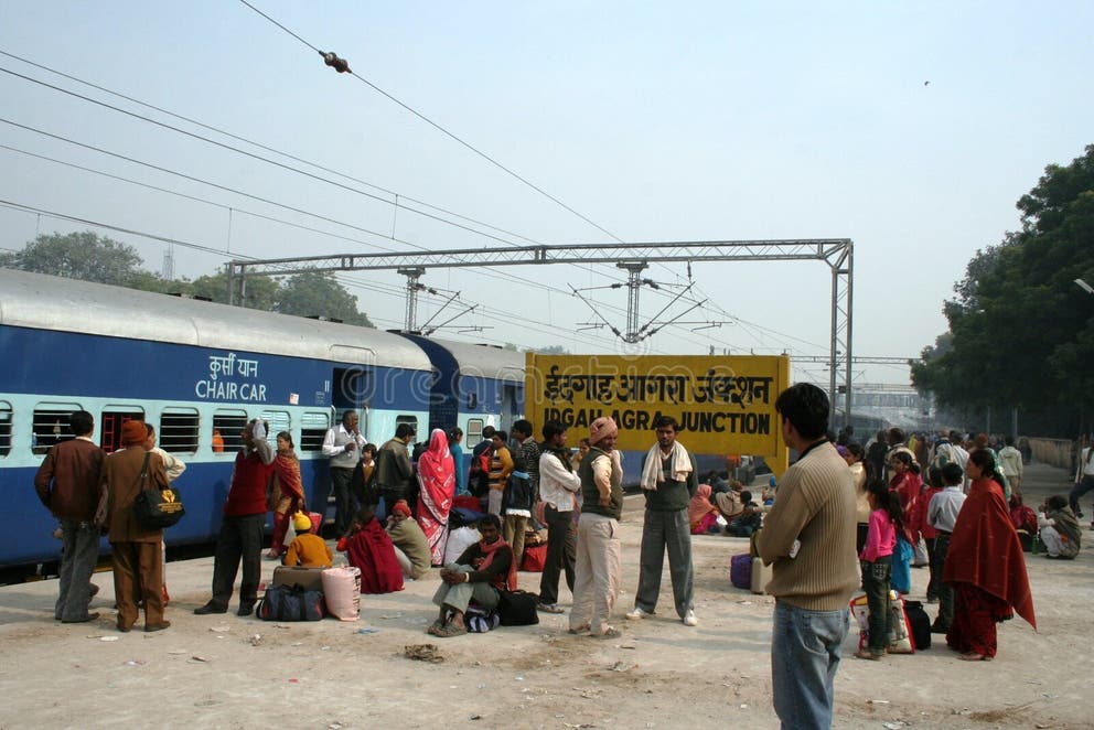 Agra train station, India editorial stock image. Image of tourism ...