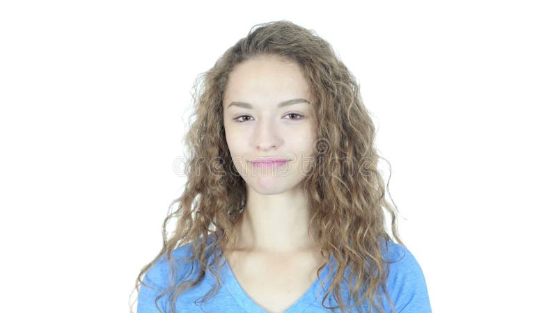 Agree, Female Gesture of Yes, Shaking Head, White Background,Young ...